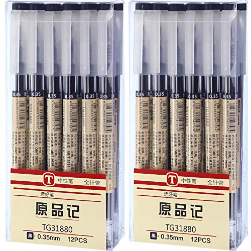 Chinco 0.35 mm Black Gel Ink Pen Extra-Fine Ballpoint Pen for Office School Stationery Supply (24 Pieces)