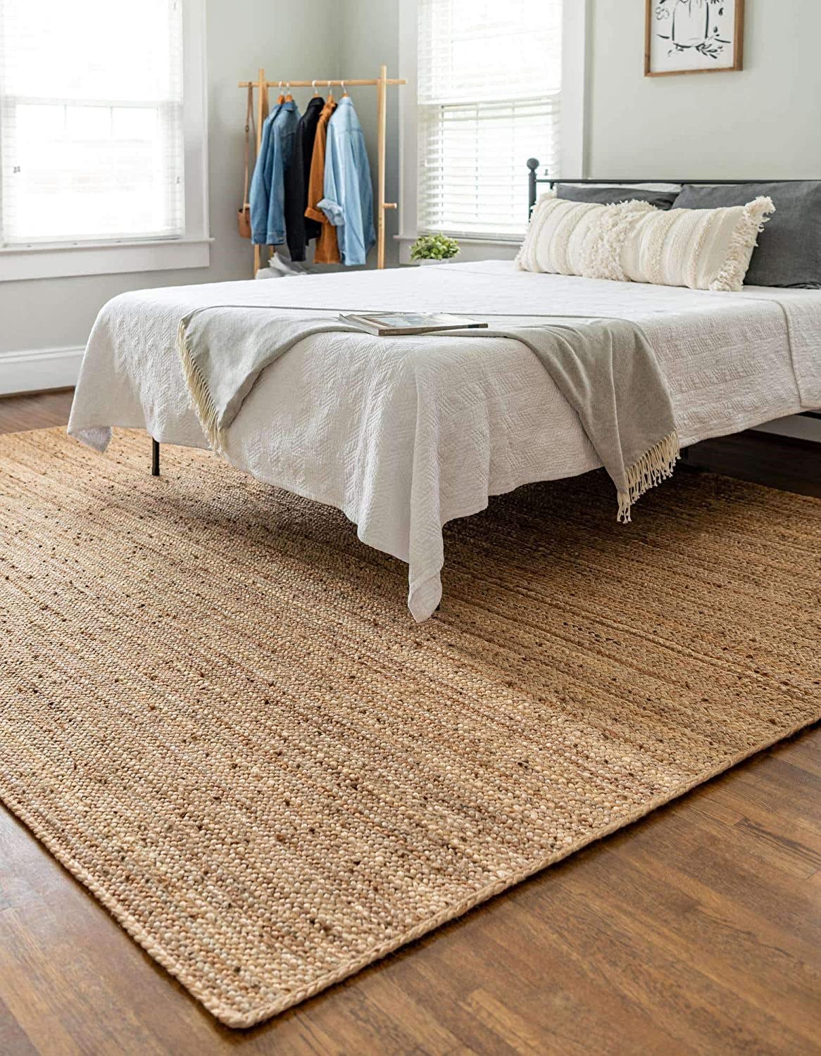 The Knitted Co. 100% Jute Area Rug 10x14 Feet Rectangle- Braided Design Hand Woven Natural Carpet - Home Decor for Living Room Hallways Bedroom (Natural, 10'x14')