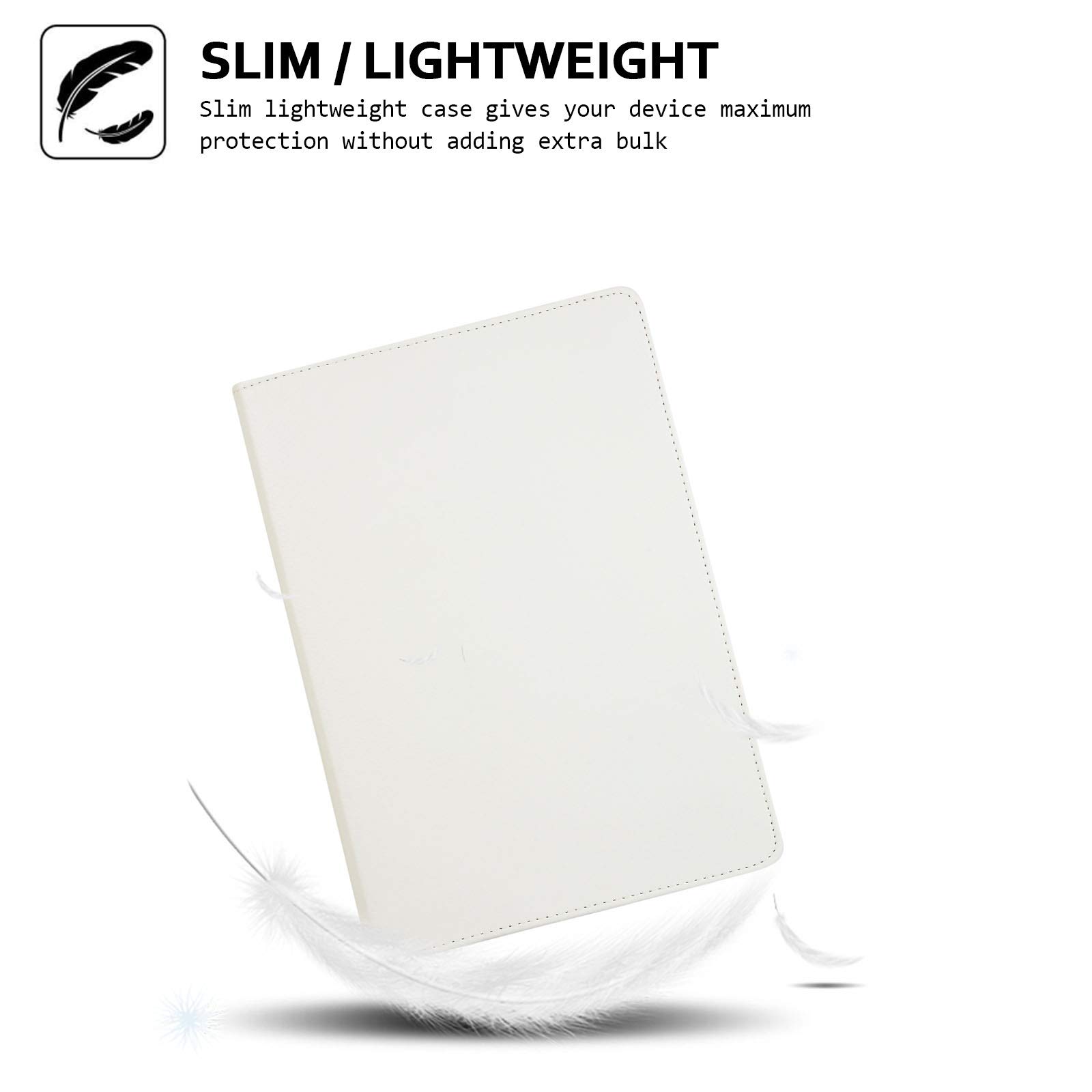 Rotating Case for iPad Pro 12.9-inch 1st & 2nd Generation (2015/2017), Techcircle Slim Premium PU Leather Smart Cover Multi-Angle Viewing Stand Folio Magnetic Hard Shell Protective Case, Off-White