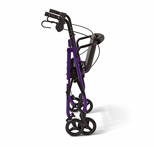 Medline Aluminum Rollator Walker with Seat, Folding Mobility Rolling Walker has 6 inch Wheels, Purple