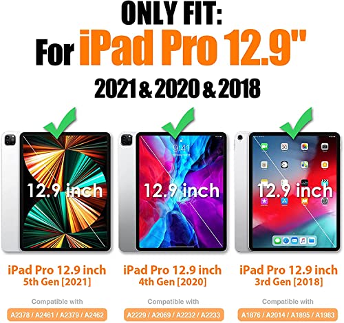 Herize Case Compatibility with iPad 12.9 6th/5th/4th Generation with Screen Protector Pen Holder Swivel Stand Shoulder Strap | Full Body High Impact Resistant Kidsproof Drop Protection