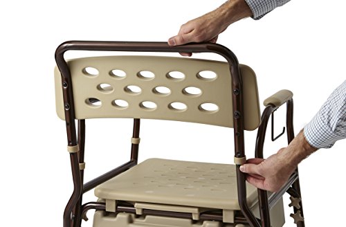 Medline Elements Bedside Commode, Infused with Microban Protection, Height Adjustable Seat and Arm Rests, Flat Lid Cover for Discreet Storage, 400 lbs Weight Capacity, Microban, 1 Count