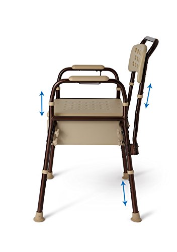 Medline Elements Bedside Commode, Infused with Microban Protection, Height Adjustable Seat and Arm Rests, Flat Lid Cover for Discreet Storage, 400 lbs Weight Capacity, Microban, 1 Count
