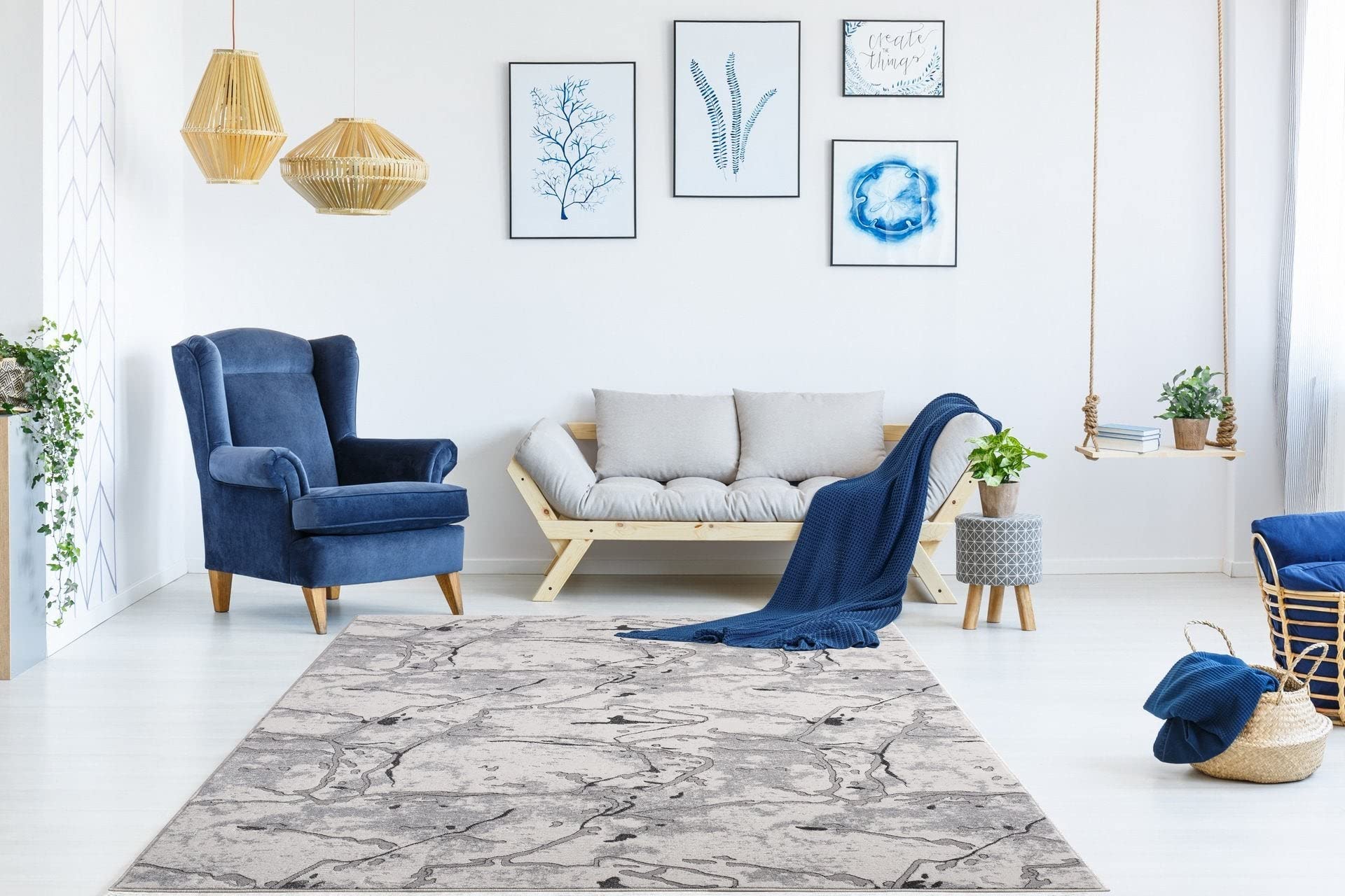 Ladole Rugs Modern Jute Backing Boundless Rustic Runner Rug - Durable Home Decor Carpet for Living Room, Entrance, Balcony, and Hallway - Beige and Ivory, 3x10 (2'7" x 9'10", 80cm x 300cm)