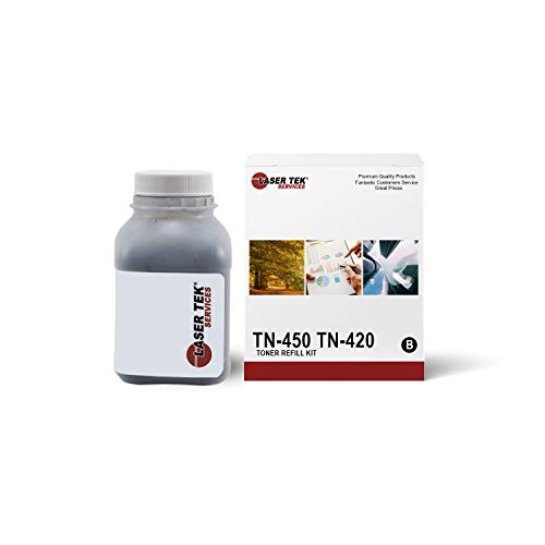 Laser Tek Services Compatible Toner Refill Kit Replacement for Brother TN450 TN420 TN-450 TN-420 Works with Brother DCP7065DN, HL2270DW HL2280DW, MFC7360N Printers (Black, 4 Pack) - 2,600 Pages