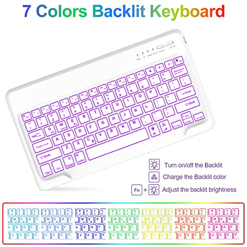 Keyboard Case for iPad Air 13-inch(M2, 2024) & iPad Pro 12.9 (6th 2022/5th 2021/4th 2020/3rd 2018 Gen), Detachable Bluetooth Keyboard| 7 Color Backlit| Slim Protection Cover with Pencil Holder, Purple