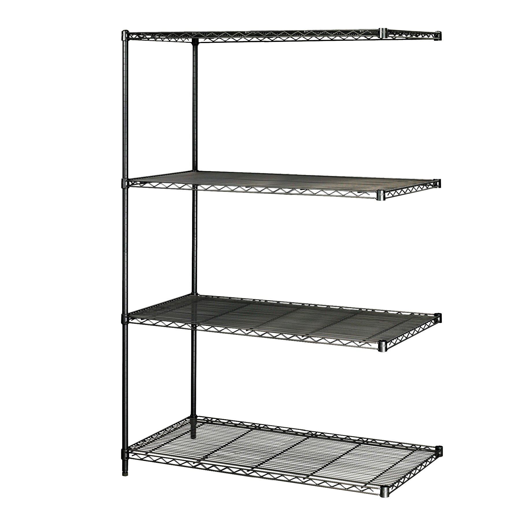 Safco Products 5295BL Industrial Wire Shelving Add-On Unit 48" W x 24" D x 72" H (Starter Unit and Extra Shelf Pack Sold Separately), Black