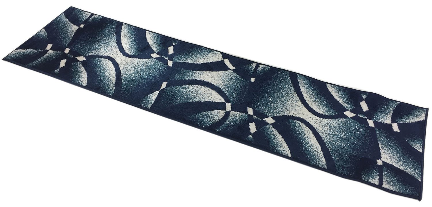 Comfy Collection Stripes Swirl Abstract Design Area Rug Modern Contemporary Rug 2 Color Options (Navy Blue, 1'10" x 6'11")
