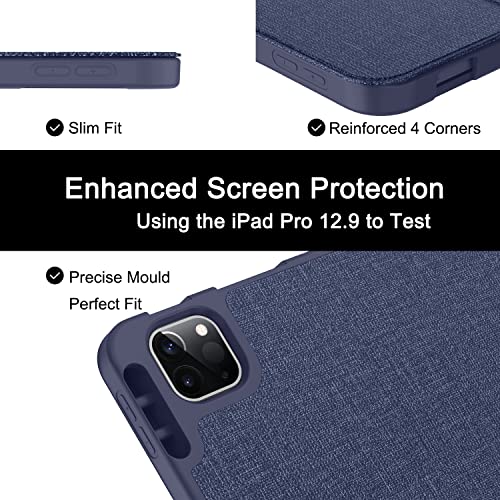 Soke Case for iPad Air 13 Inch M3/M2（2025/2024 & iPad Pro 12.9 Inch 6th/5th (2022/2021) with Pencil Holder - [Full Body Protection + Auto Wake/Sleep],Soft TPU Back Cover, DarkBlue