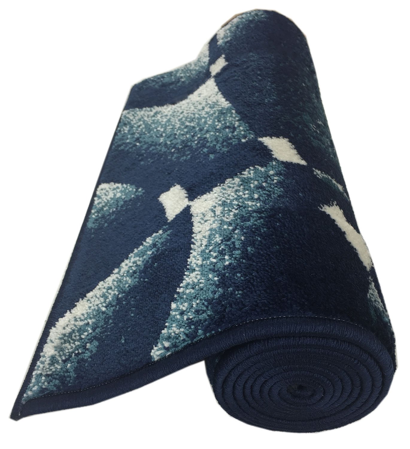 Comfy Collection Stripes Swirl Abstract Design Area Rug Modern Contemporary Rug 2 Color Options (Navy Blue, 1'10" x 6'11")