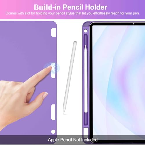 Keyboard Case for iPad Air 13-inch(M2, 2024) & iPad Pro 12.9 (6th 2022/5th 2021/4th 2020/3rd 2018 Gen), Detachable Bluetooth Keyboard| 7 Color Backlit| Slim Protection Cover with Pencil Holder, Purple
