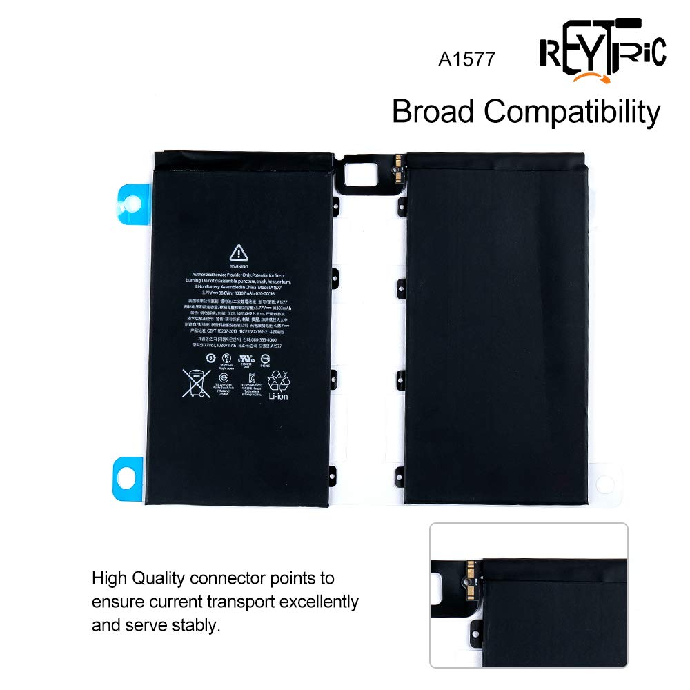 REYTRIC A1577 Battery Replacement 020-00016 Compatible iPad Pro 12.9 A1584 A1652 with Installation Tools 3.77V 10307mAh 38.8Whr