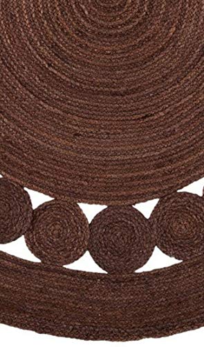 THE PIKKU INTERNATIONAL - Rug Round Jute Hand Woven Circle Design Area Rug Brown Color Carpet (11 X 11 Feet)