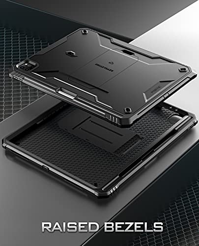 Poetic Revolution Case Designed for iPad Pro 12.9 6th Gen 2022 / 5th Gen 2021/4th Gen 2020/3rd Gen 2018, Full Body Rugged Shockproof Protective Case with Kickstand and Built-in-Screen Protector, Black