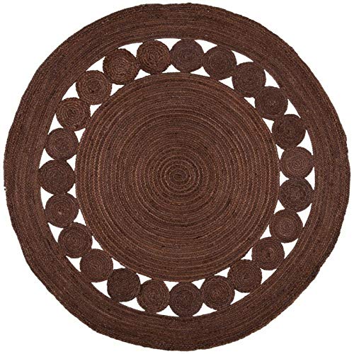 THE PIKKU INTERNATIONAL - Rug Round Jute Hand Woven Circle Design Area Rug Brown Color Carpet (11 X 11 Feet)