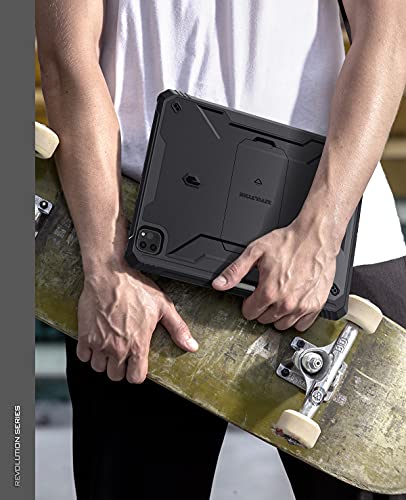 Poetic Revolution Case Designed for iPad Pro 12.9 6th Gen 2022 / 5th Gen 2021/4th Gen 2020/3rd Gen 2018, Full Body Rugged Shockproof Protective Case with Kickstand and Built-in-Screen Protector, Black