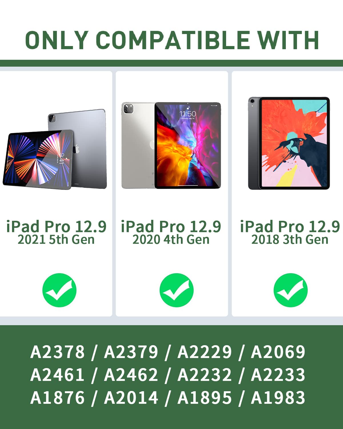 iPad Pro 12.9" Case 2022 2021 2020 2018,AICase Heavy Duty Hybrid Shockproof Hard Cover Rubber Stand with Screen Protector+Stytus for Apple iPad Pro 12.9-inch (6th,5th, 4th & 3rd Gen)
