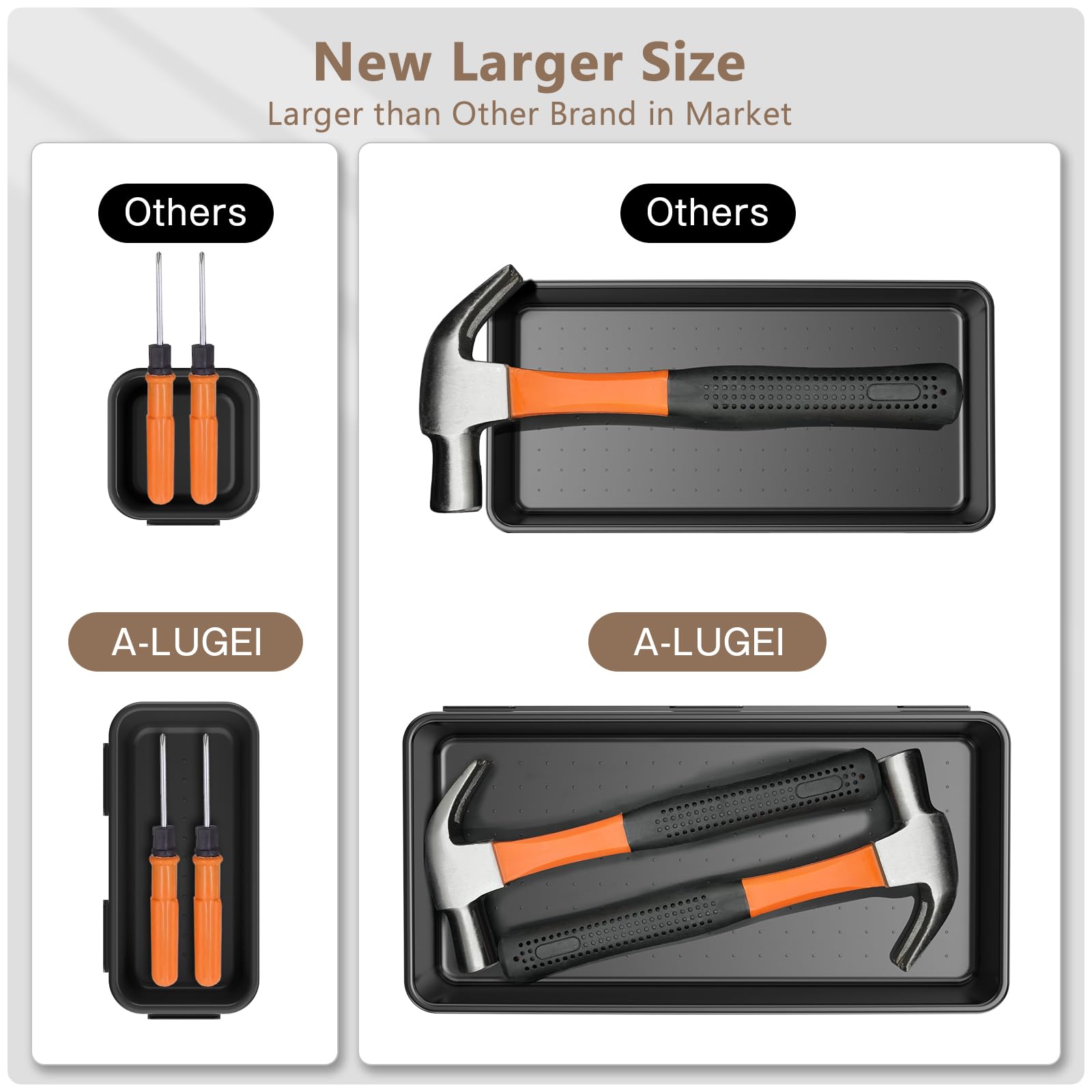 A-LUGEI【𝟱𝟴𝗣𝗰𝘀】【5 Size】 Tool Box Organizer Tray Divider Set, 【Black】 Desk Drawer Organizer, Garage Organization and Storage Toolbox Accessories Rolling Tool Chest Cart Cabinet WorkBench Small Part