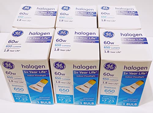 GE Lighting 40673 60-Watt, 120V Edison Halogen Floodlight PAR16 Light Bulb 6 Pack