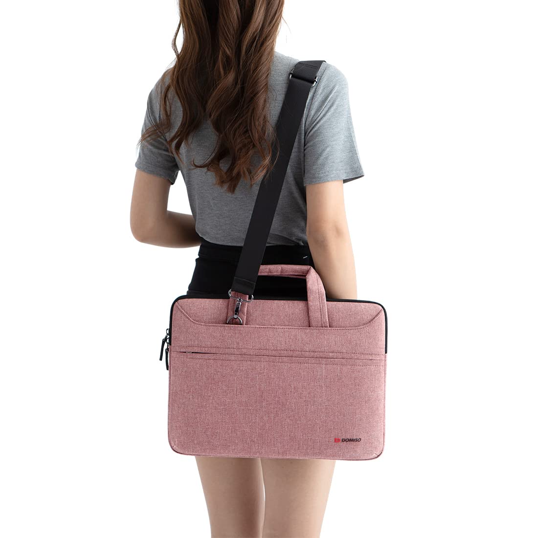 DOMISO 11.6-13 inch Laptop Bag Business Briefcase Water-resistant Notebook Messenger Shoulder Bag for 13" MacBook Pro/12.9" iPad Pro/13 MacBook Air Retina/12.3" Microsoft Surface Pro Pro 4 6,Pink