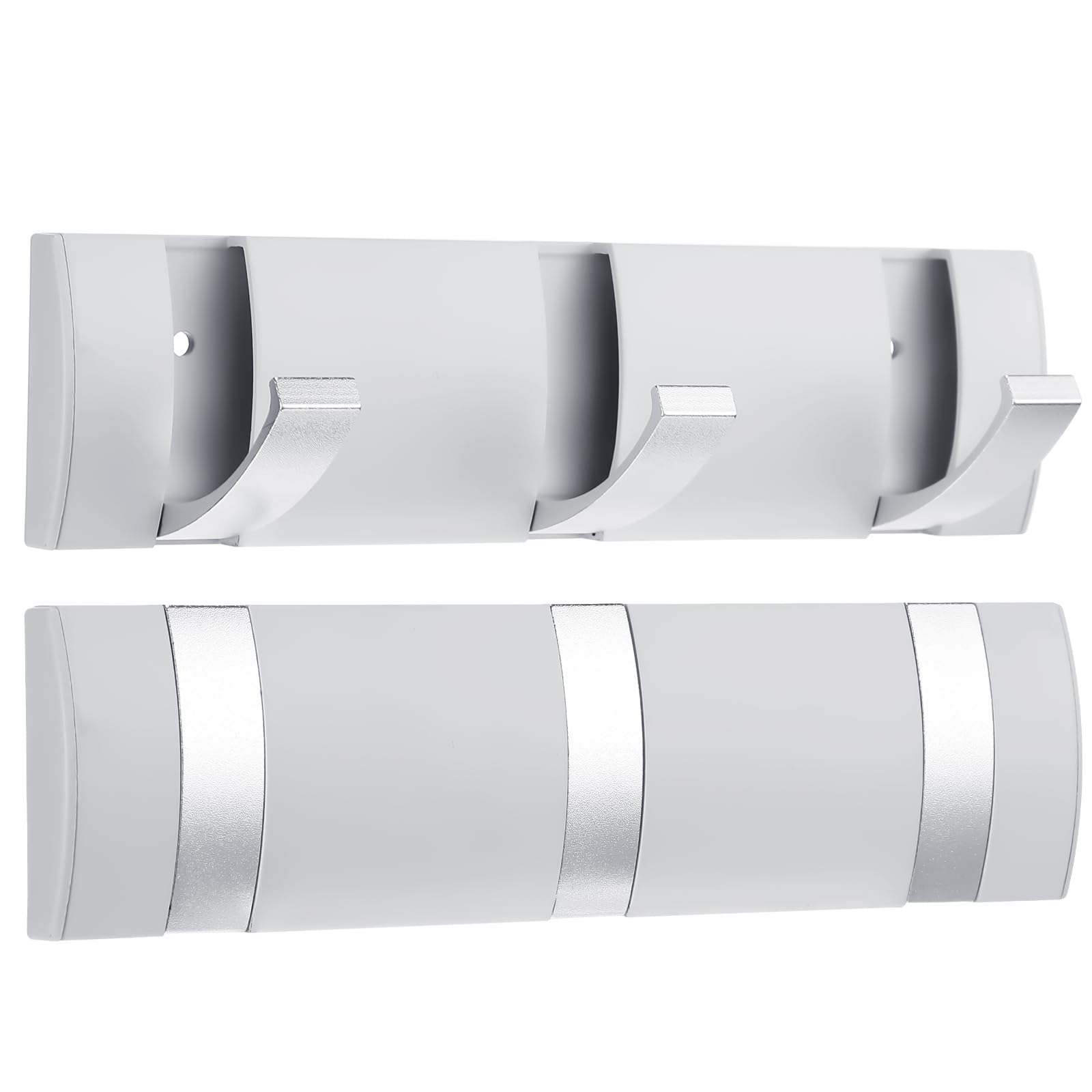 Wesiti 2 Pack Wall Mounted Coat Rack, Floating Door Wall Coat Rack with Retractable Hooks Aluminum Space Saving Hangers Hook Rail for Entryway Bathroom Hat Towel