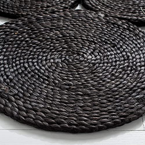 THE PIKKU INTERNATIONAL - Rug Round Jute Hand Woven Circle Design Area Rug Black Dye Carpet (11 X 11 Feet)