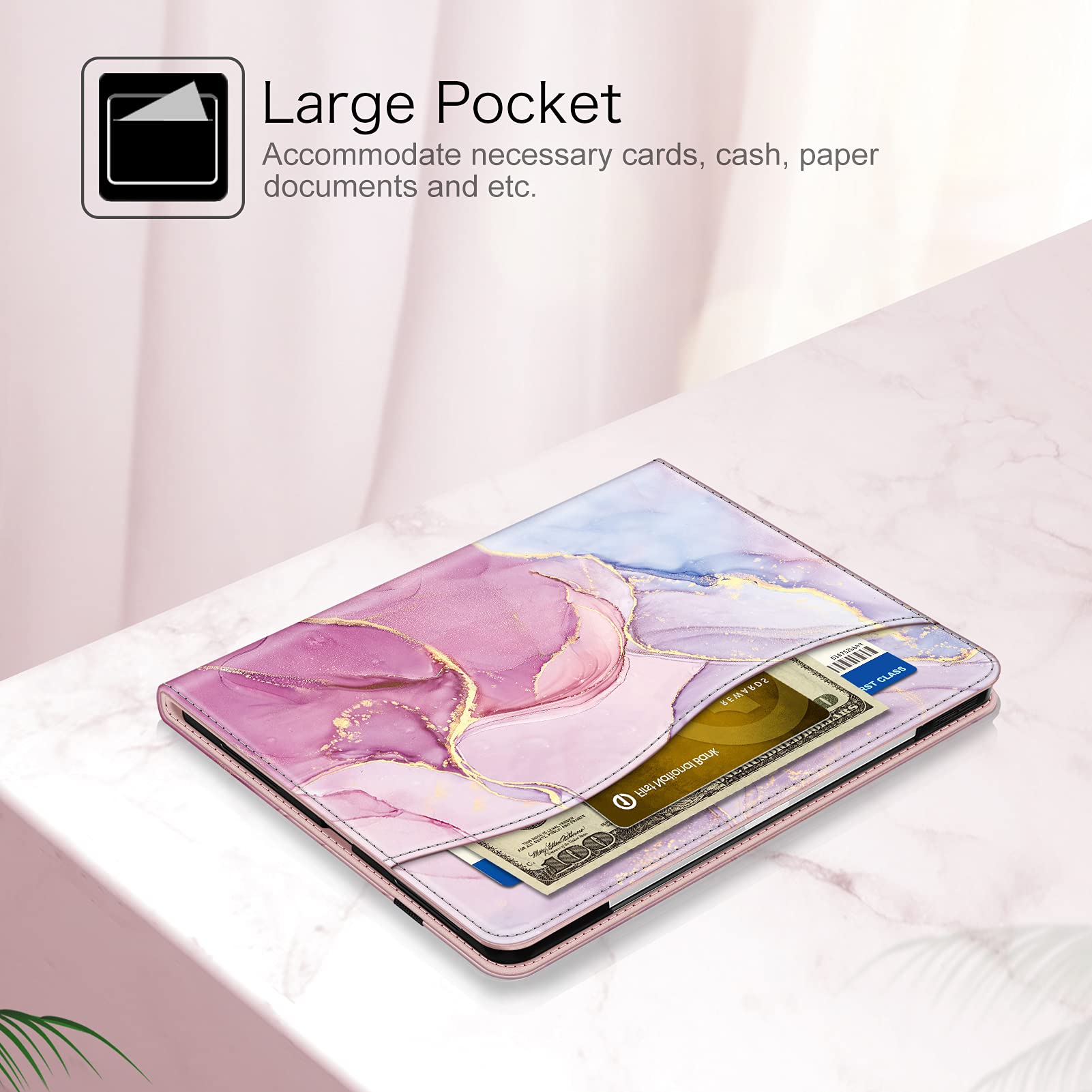 Fintie Folio Case for iPad Pro 12.9" 6th Generation 2022, Multi-Angle Smart Stand Cover w/Pencil Holder & Pocket, Also Fit iPad Pro 12.9 2021 5th & 2020 4th & 2018 3rd Gen, Dreamy Marble