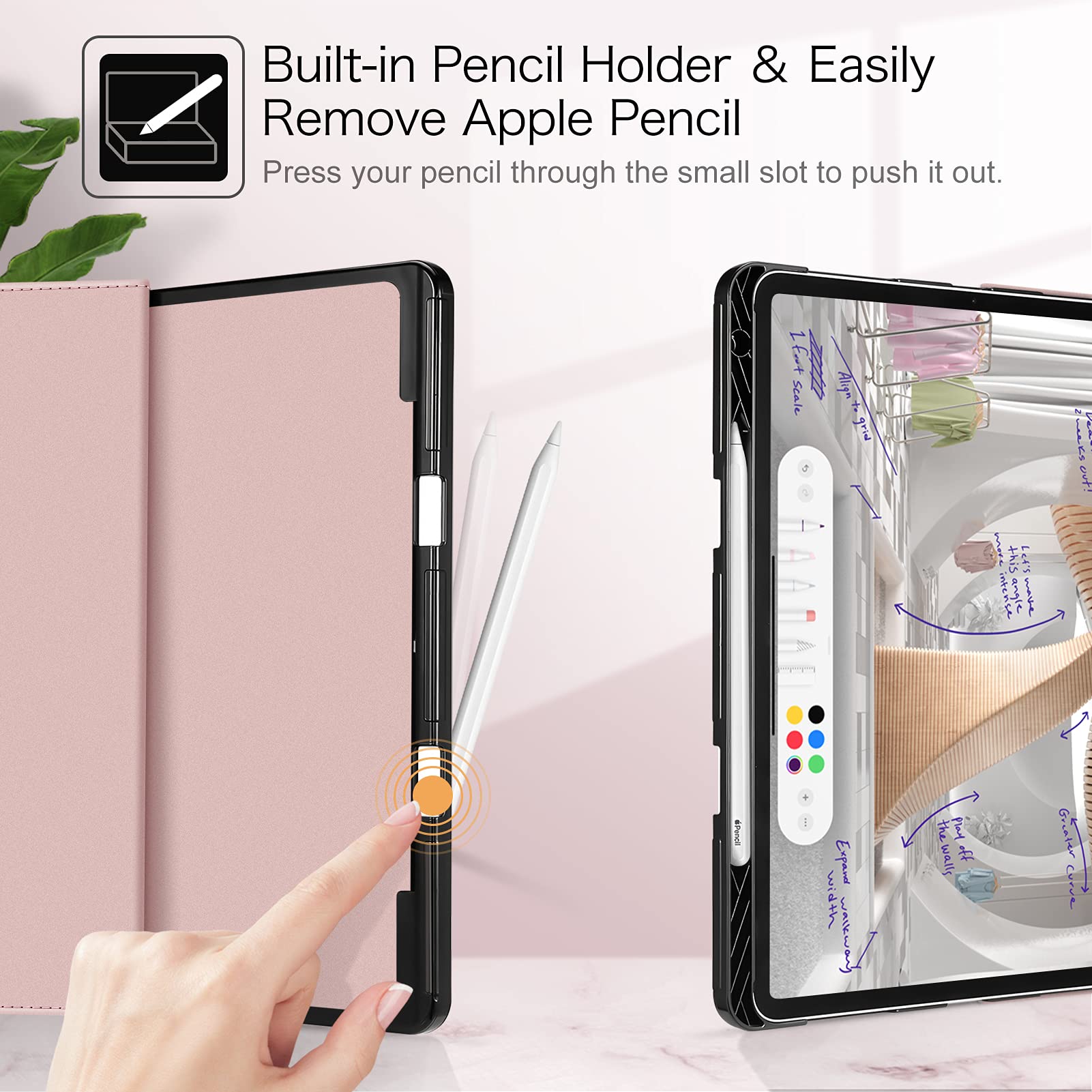 Fintie Folio Case for iPad Pro 12.9" 6th Generation 2022, Multi-Angle Smart Stand Cover w/Pencil Holder & Pocket, Also Fit iPad Pro 12.9 2021 5th & 2020 4th & 2018 3rd Gen, Dreamy Marble