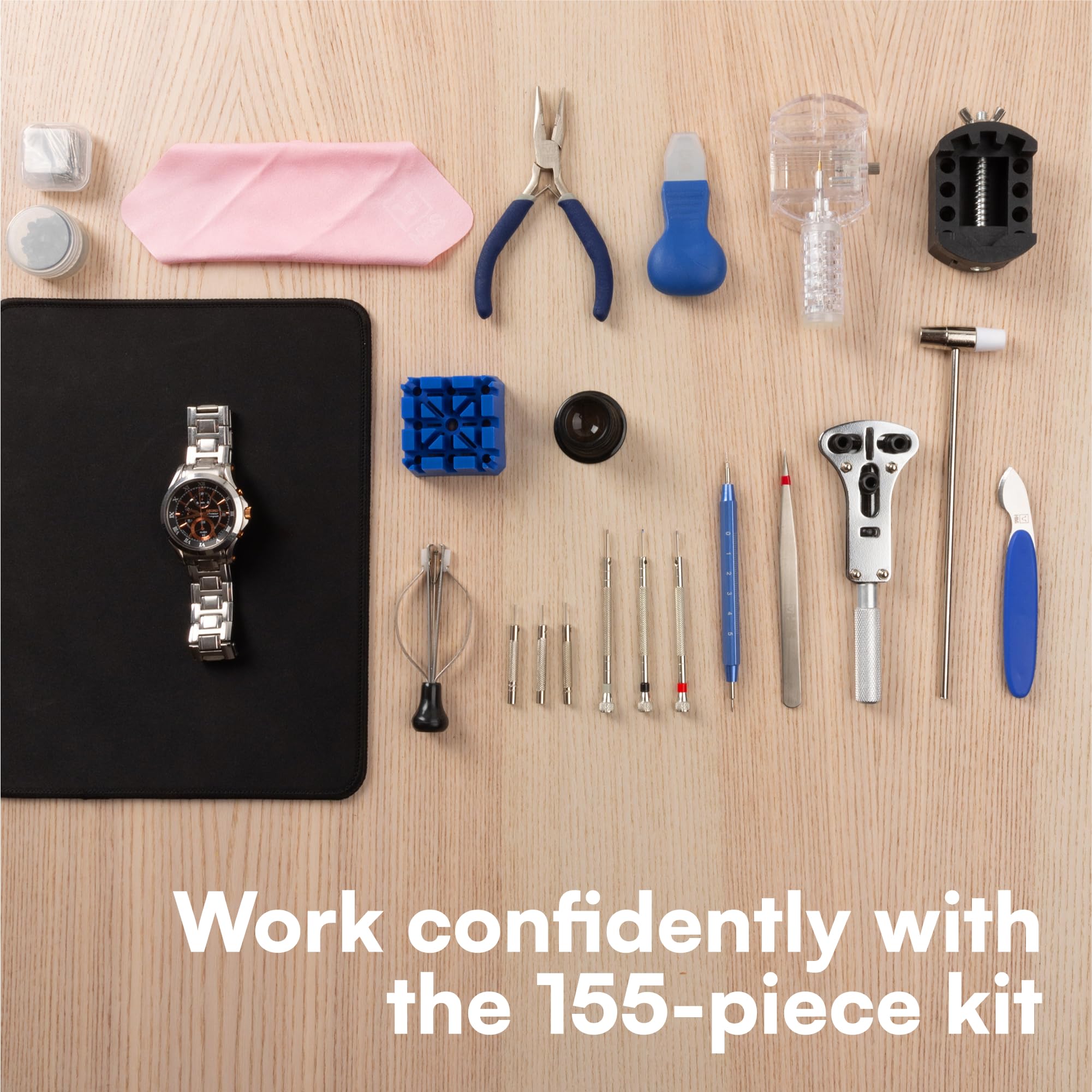 H&S Alliance Watch Repair Tool Kit - Watch Link Removal Kit - Tools & Kits for Sizing w Pin & Back Removal - Case Opener - Resizing Strap Band Adjustment - Link Remover - Box Case