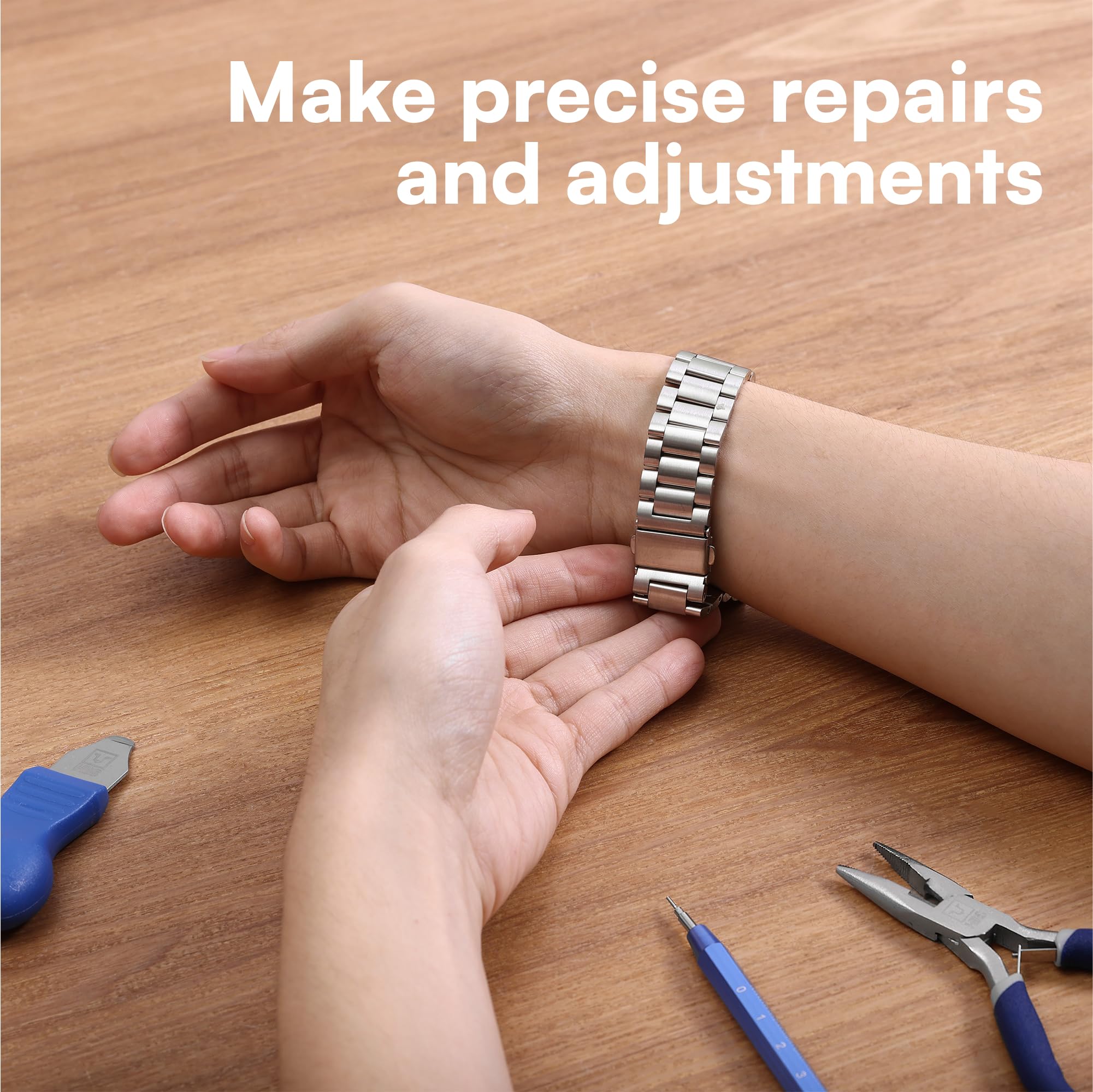 H&S Alliance Watch Repair Tool Kit - Watch Link Removal Kit - Tools & Kits for Sizing w Pin & Back Removal - Case Opener - Resizing Strap Band Adjustment - Link Remover - Box Case