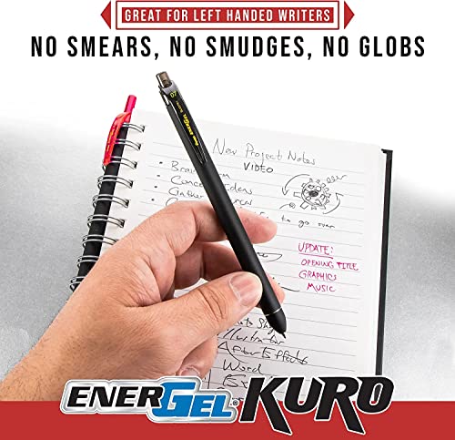 Pentel Energel 0.7 Kuro Gel Pen - Medium Line - 12 Pack Of 6 Black & 6 Blue