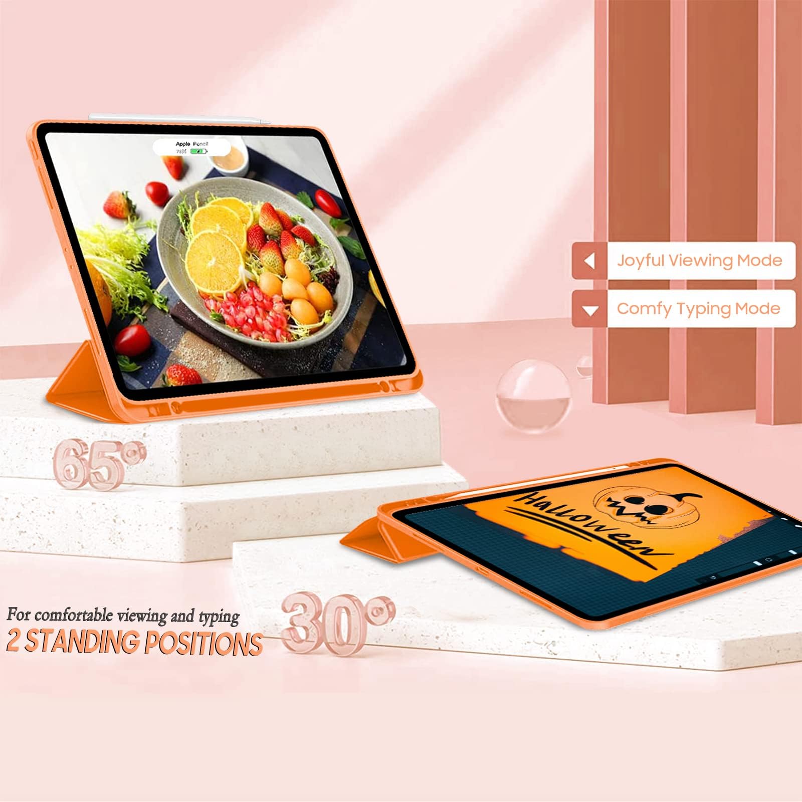 FS FANSONG Case for iPad Pro 12.9 Inch Case 2022/2021/2020/2018(6th/5th/4th/3rd Gen) with Pencil Holder Support Touch ID Trifold Stand Smart Cover