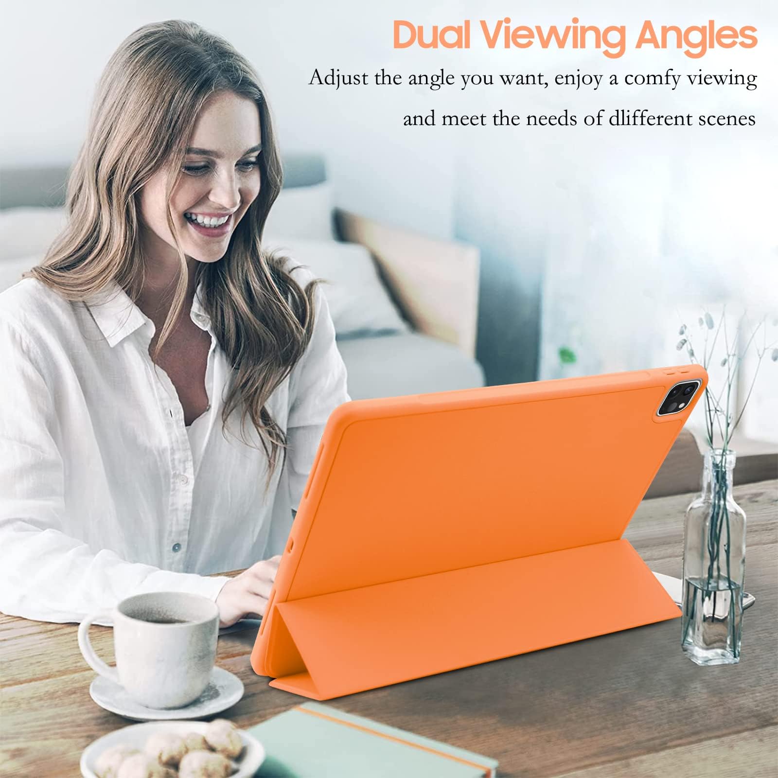 FS FANSONG Case for iPad Pro 12.9 Inch Case 2022/2021/2020/2018(6th/5th/4th/3rd Gen) with Pencil Holder Support Touch ID Trifold Stand Smart Cover