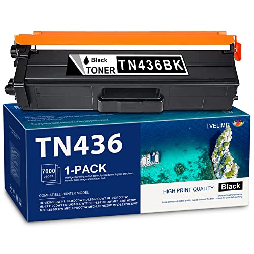 TN-436BK TN436 Toner Cartridge (Black, 1-Pack) Extra High Yield Compatible TN-436BK Toner LVEL Replacement for Brother MFC-L8690CDW MFC-L8900CDW MFC-L9570CDWT MFC-L9570CDW Printer