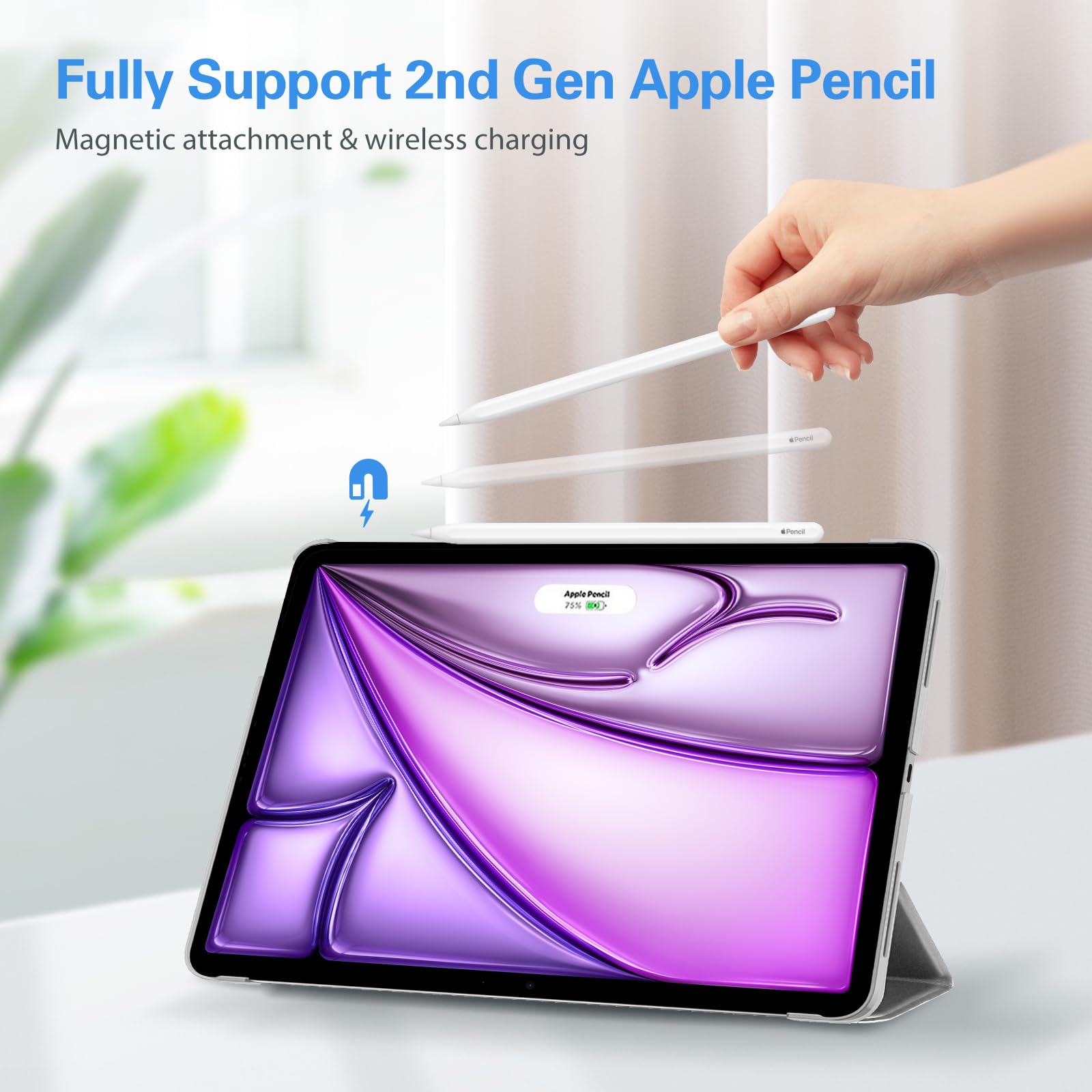 ProCase Smart Case for iPad Pro 12.9 2022/2021/2020/2018, Slim Stand Hard Back Shell Smart Cover for iPad Pro 12.9" 6th Gen/5th Gen/4th Gen/3rd Gen -Grey