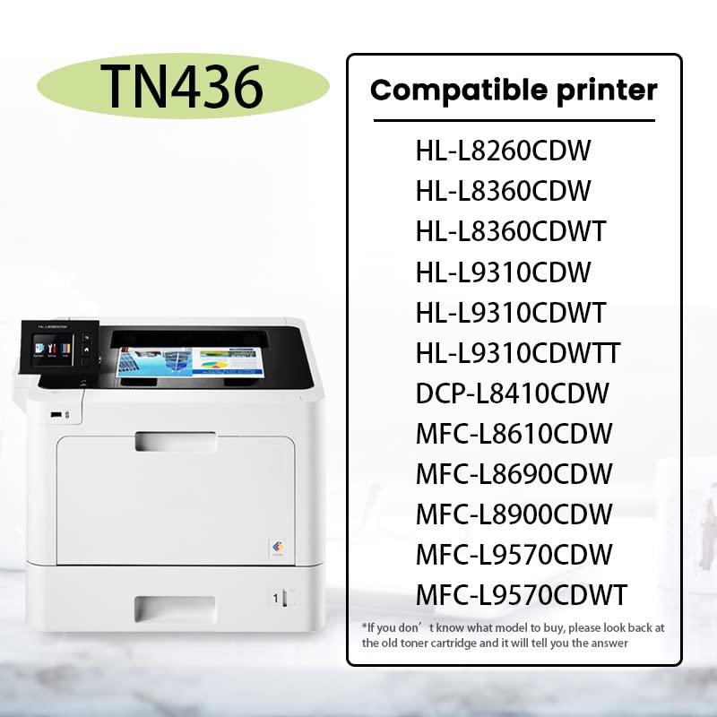 TN-436BK TN436 Toner Cartridge (Black, 1-Pack) Extra High Yield Compatible TN-436BK Toner LVEL Replacement for Brother MFC-L8690CDW MFC-L8900CDW MFC-L9570CDWT MFC-L9570CDW Printer