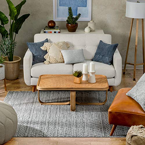 Well Woven Keller Blue Vintage Stripes Pattern Area Rug 8x11 (7'10" x 10'6")