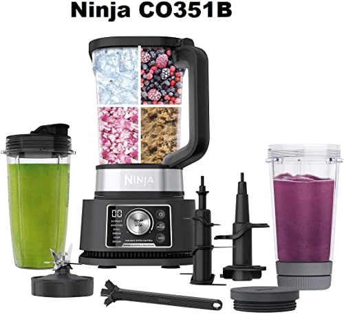 Ninja CO351B SS351 Foodi Power Pitcher System, Smoothie Bowl Maker, 4in1 Blender +Ninja CO351B Kitchen Nutri Blender System, Silver/Black Food Processor 1400WP (Renewed)