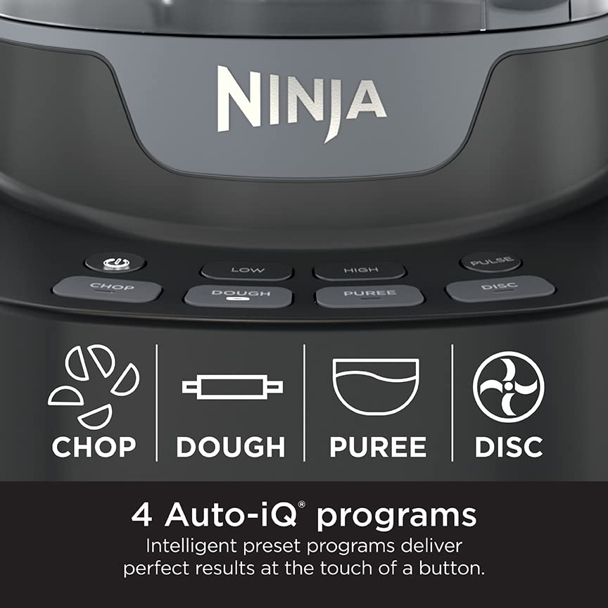 Ninja NF705BRN Professional XL Food Processor, 1200 Peak-Watts. 4 Functions for Chopping, Slicing/Shredding, Purees, Dough. 12-Cup Processor Bowl, 2 Blades/Discs, Feed Chute/Pusher, Storage Box, Black