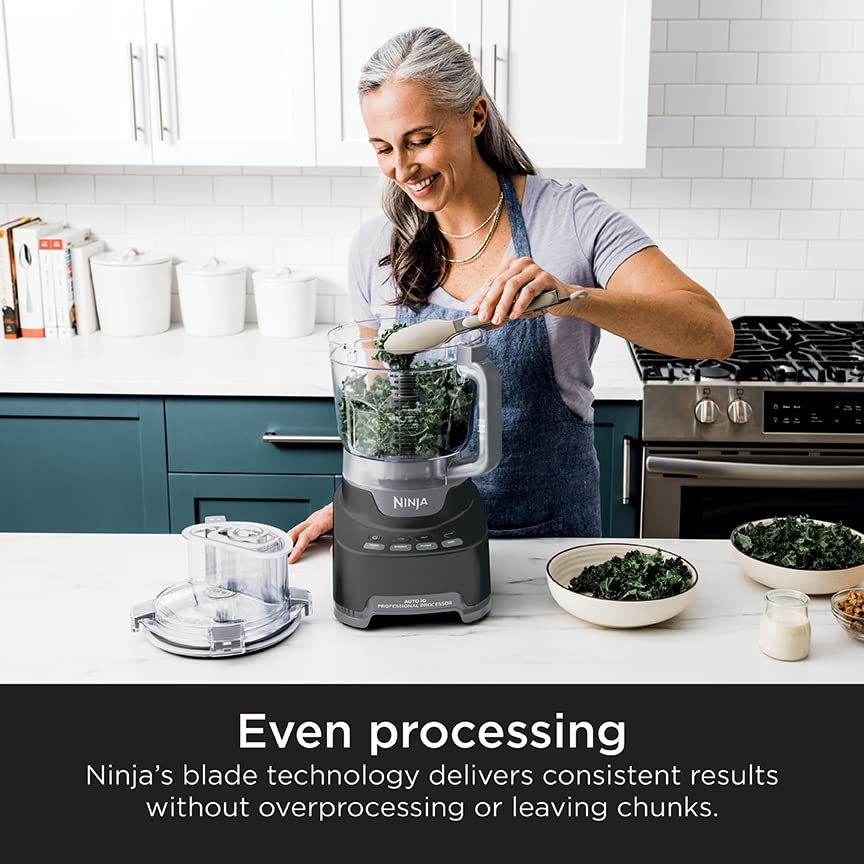 Ninja NF705BRN Professional XL Food Processor, 1200 Peak-Watts. 4 Functions for Chopping, Slicing/Shredding, Purees, Dough. 12-Cup Processor Bowl, 2 Blades/Discs, Feed Chute/Pusher, Storage Box, Black