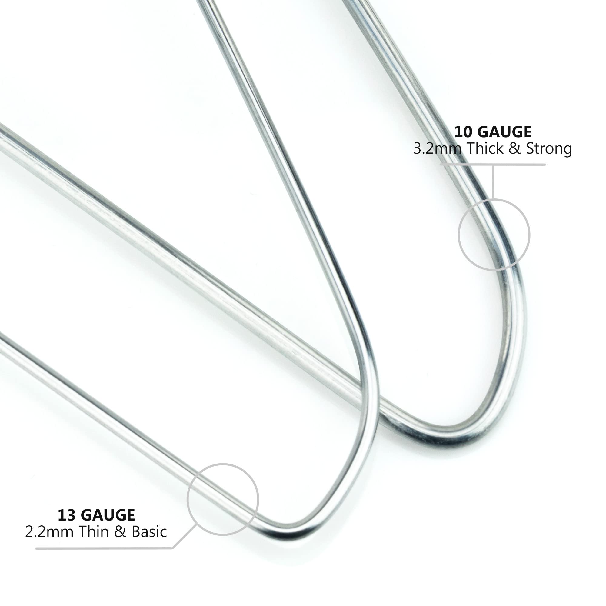 HANGERWORLD Silver Metal Wire Clothes Hangers 16inch 13 Gauge Clothes Garment Coat Hanger (50 Pack)