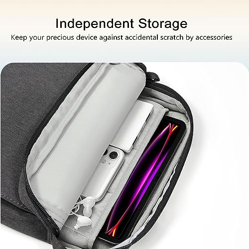 TiMOVO 13 Inch Tablet Sleeve Handbag with Shoulder Strap for iPad Air 13", iPad Pro 13", iPad Pro 12.9", Galaxy Tab S9+/S9 Plus/S10+/S10 Plus/S9 FE+/S9 FE Plus 12.4", Black & Gray