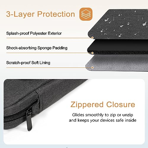 TiMOVO 13 Inch Tablet Sleeve Handbag with Shoulder Strap for iPad Air 13", iPad Pro 13", iPad Pro 12.9", Galaxy Tab S9+/S9 Plus/S10+/S10 Plus/S9 FE+/S9 FE Plus 12.4", Black & Gray