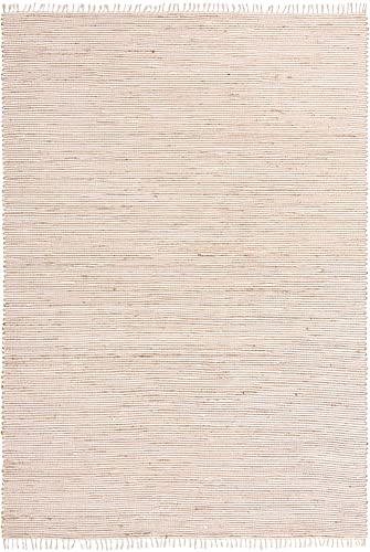 Unique Loom Chindi Jute Collection Area Rug (10' x 14' 1" Rectangle, Natural/ Ivory)