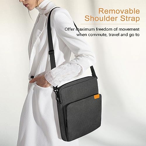 TiMOVO 13 Inch Tablet Sleeve Handbag with Shoulder Strap for iPad Air 13", iPad Pro 13", iPad Pro 12.9", Galaxy Tab S9+/S9 Plus/S10+/S10 Plus/S9 FE+/S9 FE Plus 12.4", Black & Gray