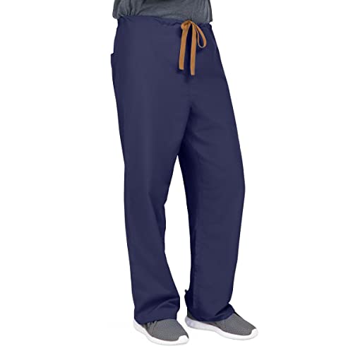 Medline PerforMAX Unisex Reversible Front-Drawstring Scrub Pants, Navy, Size Small, Regular Inseam
