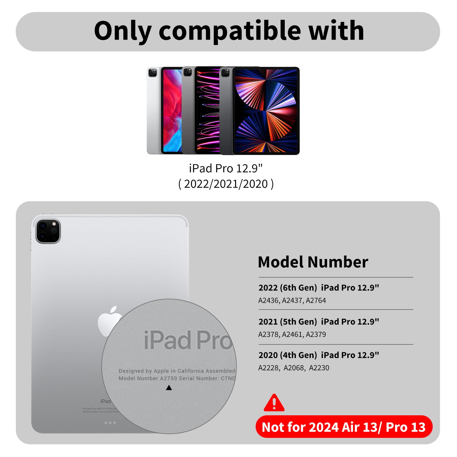 SwitchEasy CoverBuddy 12.9" Case for iPad Pro 2021-2022 with Pencil Holder (5-6 Gen) - Compatible with Magic Keyboard, Smart Keyboard Folio (Keyboard, Stand & Trackpad are Not Included) - White