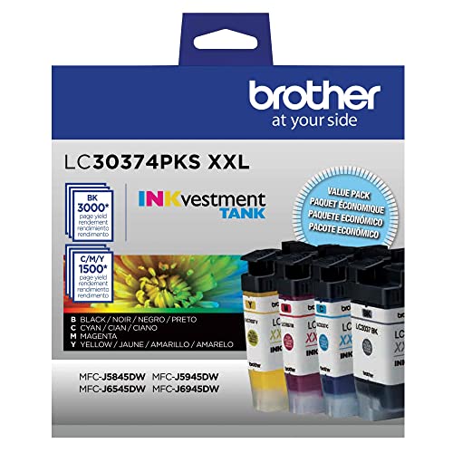 BrotherĀ® LC3037 Genuine High-Yield Multi-Pack Ink, Black/Cyan/Magenta/Yellow, Pack Of 4 Cartridges, LC30374PKS