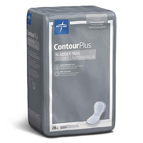 Medline ContourPlus Bladder Control Incontinence Pads, Moderate Absorbency, 5.5" x 10.5", 28 Count