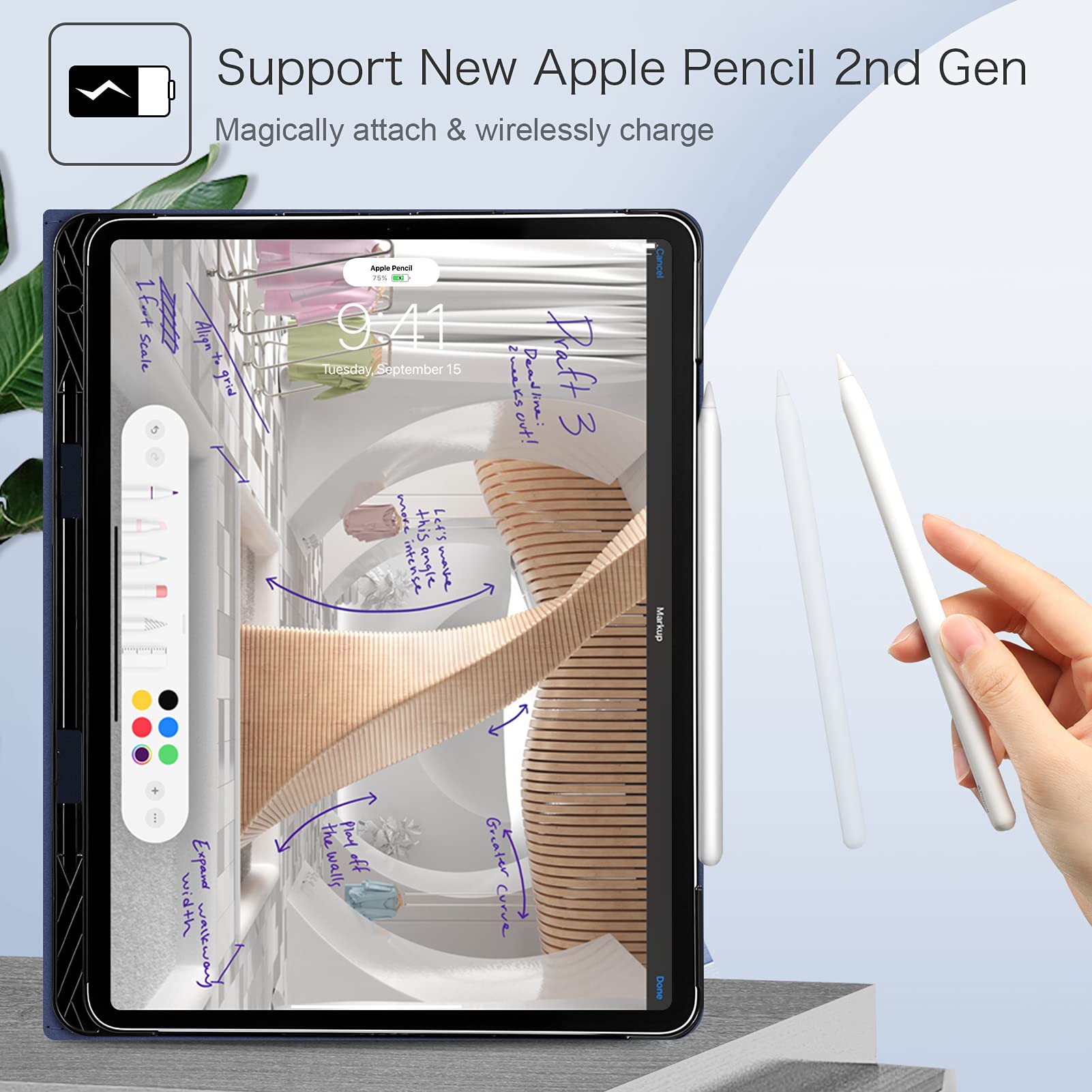 Fintie Folio Case for iPad Pro 12.9" 6th Generation 2022, Multi-Angle Smart Stand Cover w/Pencil Holder & Pocket, Also Fit iPad Pro 12.9 2021 5th & 2020 4th & 2018 3rd Gen, US Flag